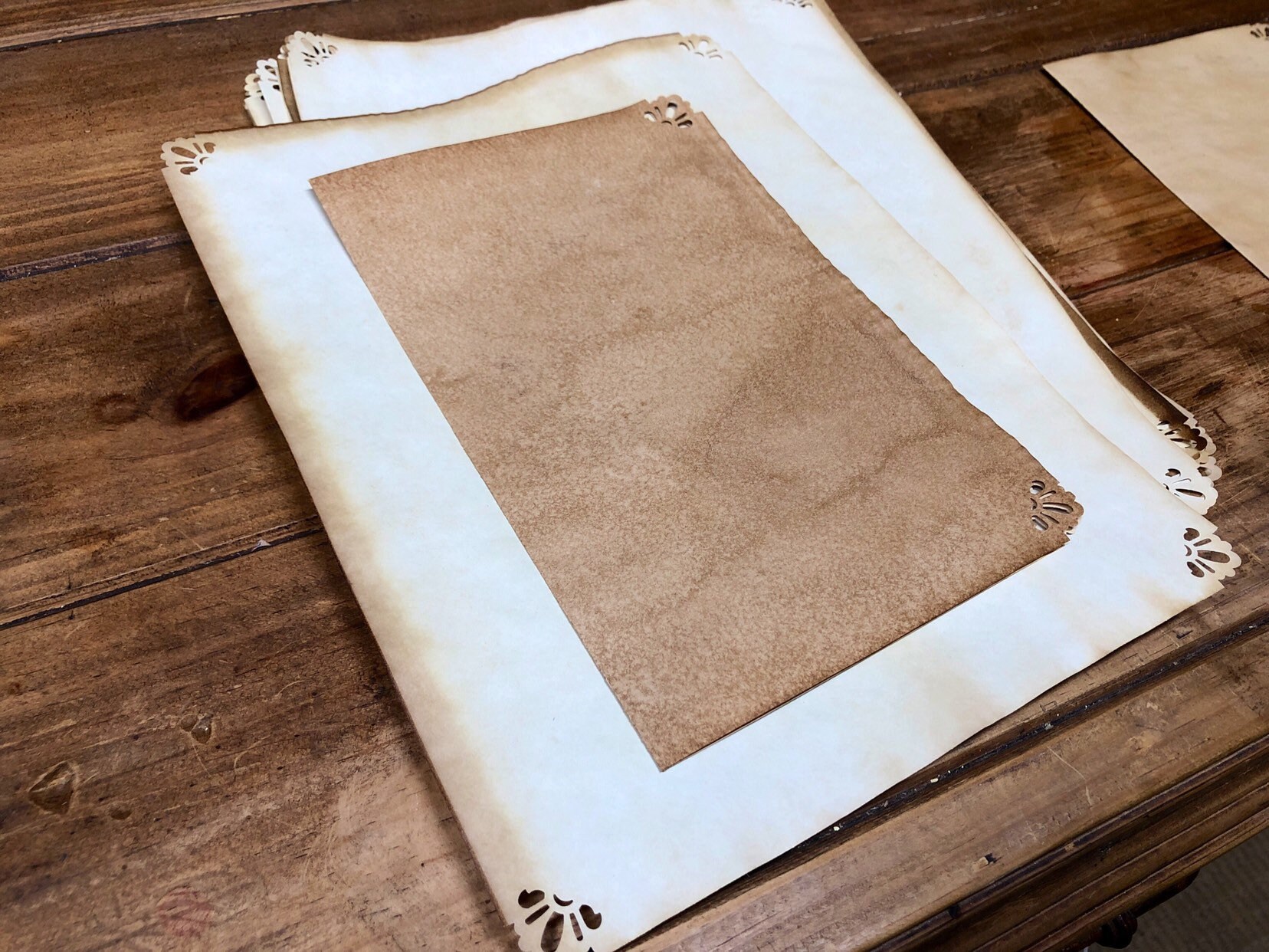 12 Sheets of Fancy Edged Tea Dyed Paper. Tea Dyed Stationary. | Etsy