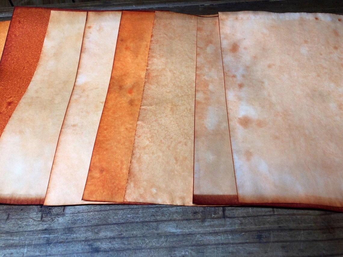 12 Sheets of Orange Tea Dyed Paper. Stained Stationary. Dyed | Etsy