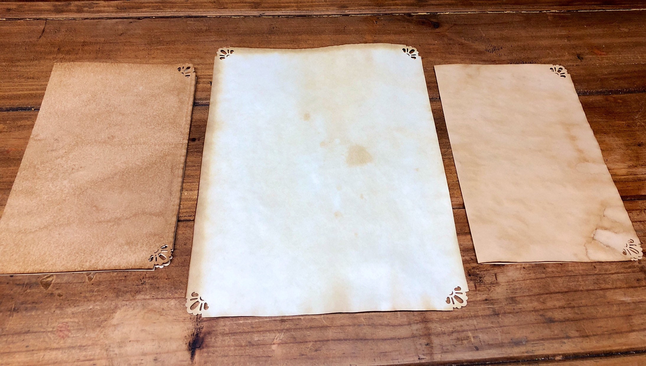 12 Sheets of Fancy Edged Tea Dyed Paper. Tea Dyed Stationary. | Etsy