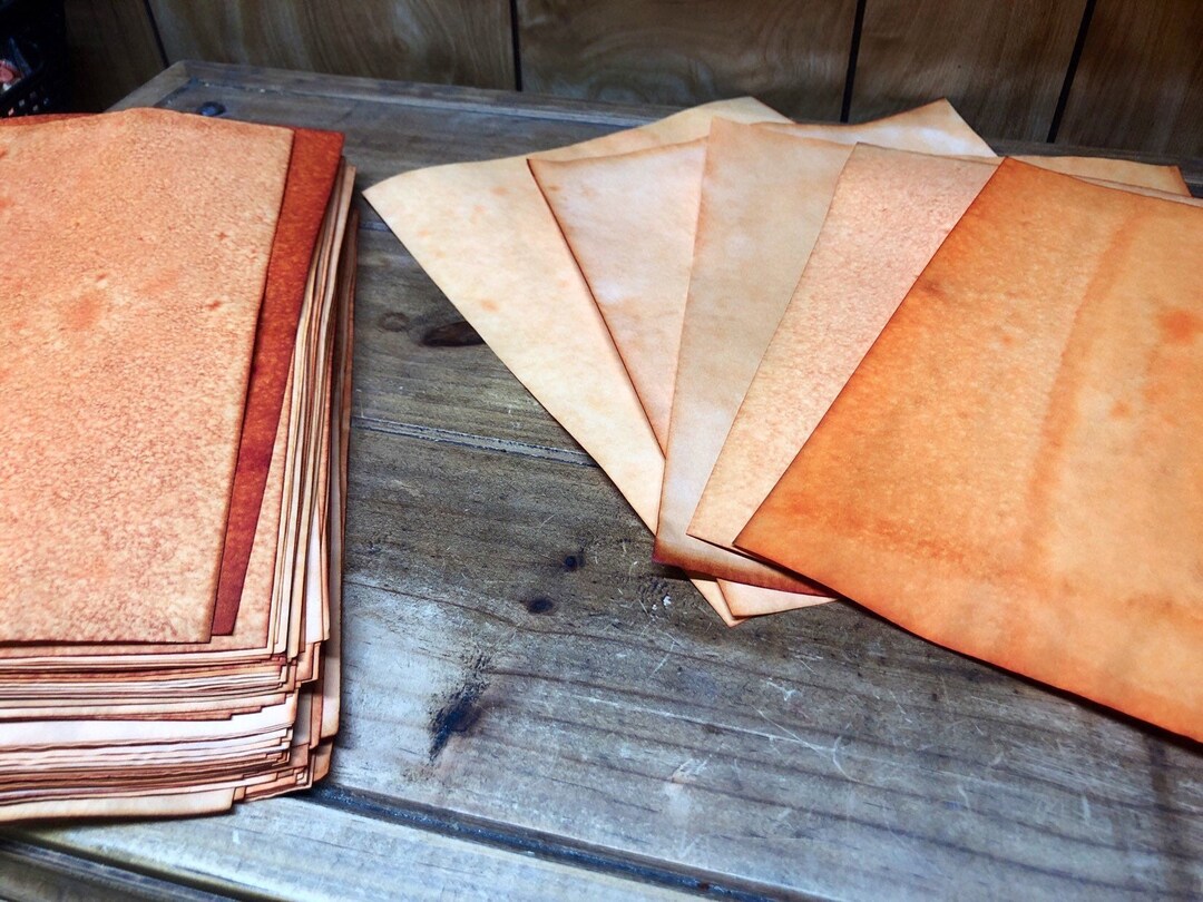 12 Sheets of Orange Tea Dyed Paper. Stained Stationary. Dyed Paper ...