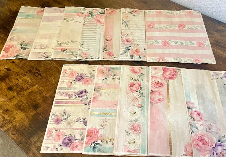 Tea Dyed Paper, Floral Backgrounds 1, Aged Stationery (12 Sheets ...