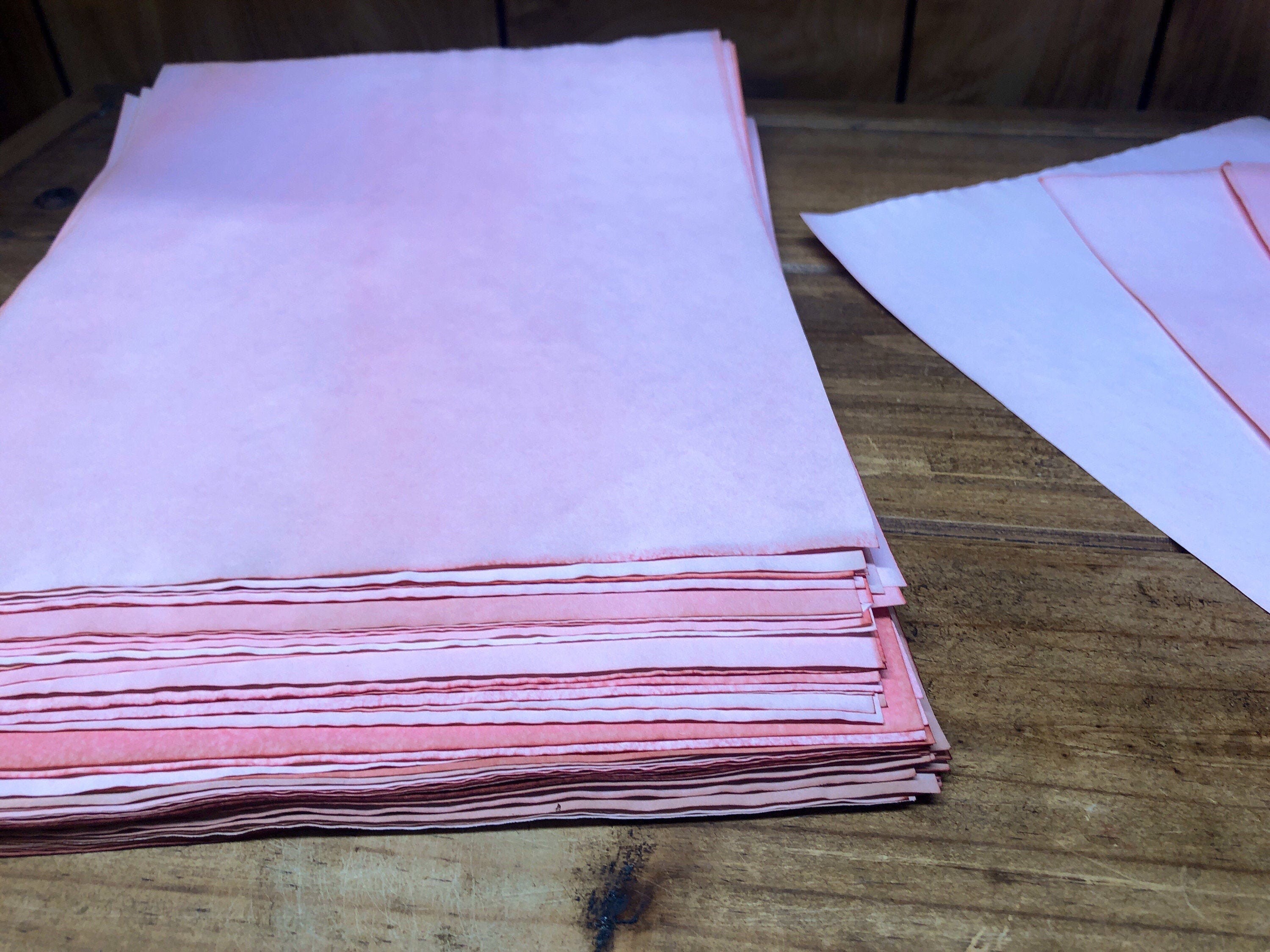 12 Sheets of Pink/Light Red Tea Dyed Paper. Tea Stained | Etsy