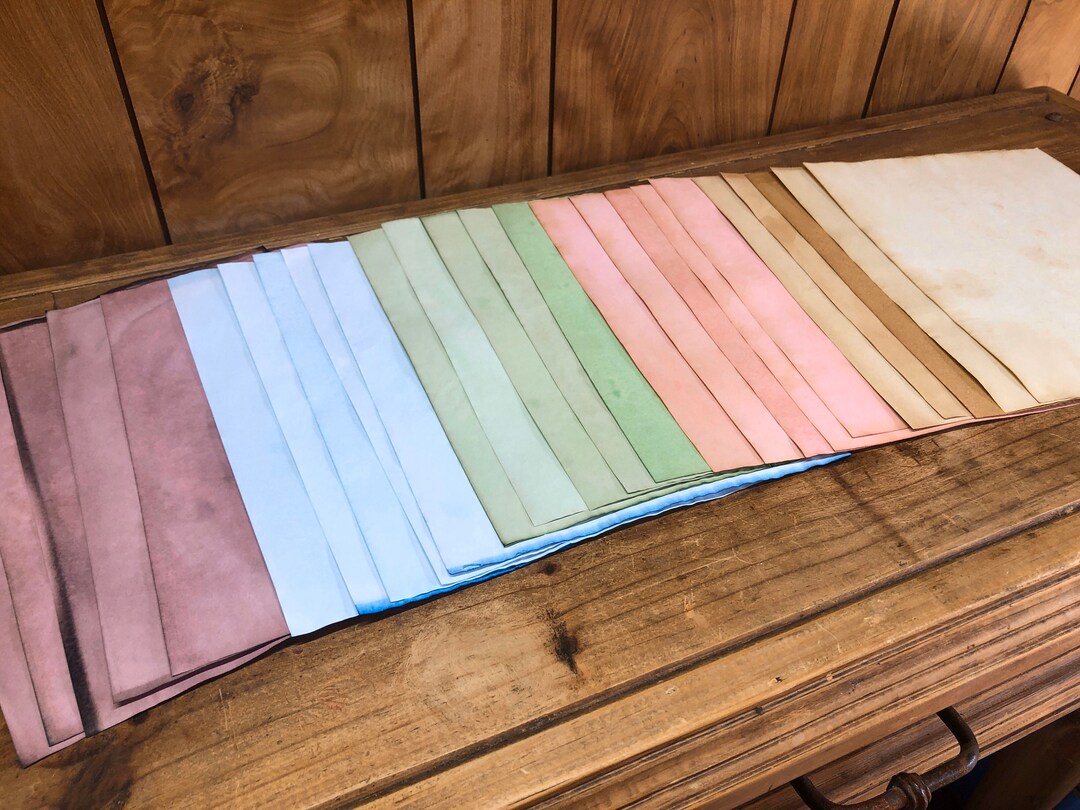 25 Multicolored Tea Dyed Paper Sheets: Scrapbook Stationary - Etsy