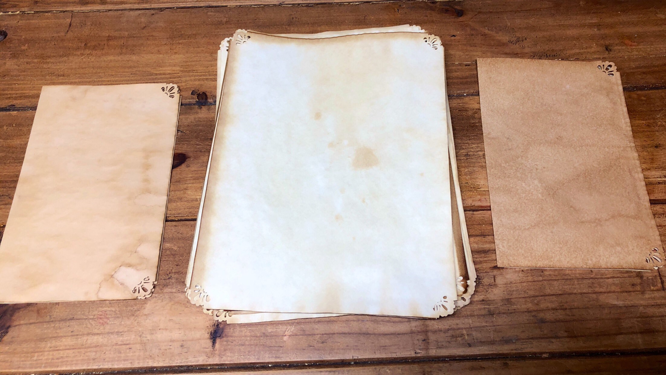 12 Sheets of Fancy Edged Tea Dyed Paper. Tea Dyed Stationary. | Etsy