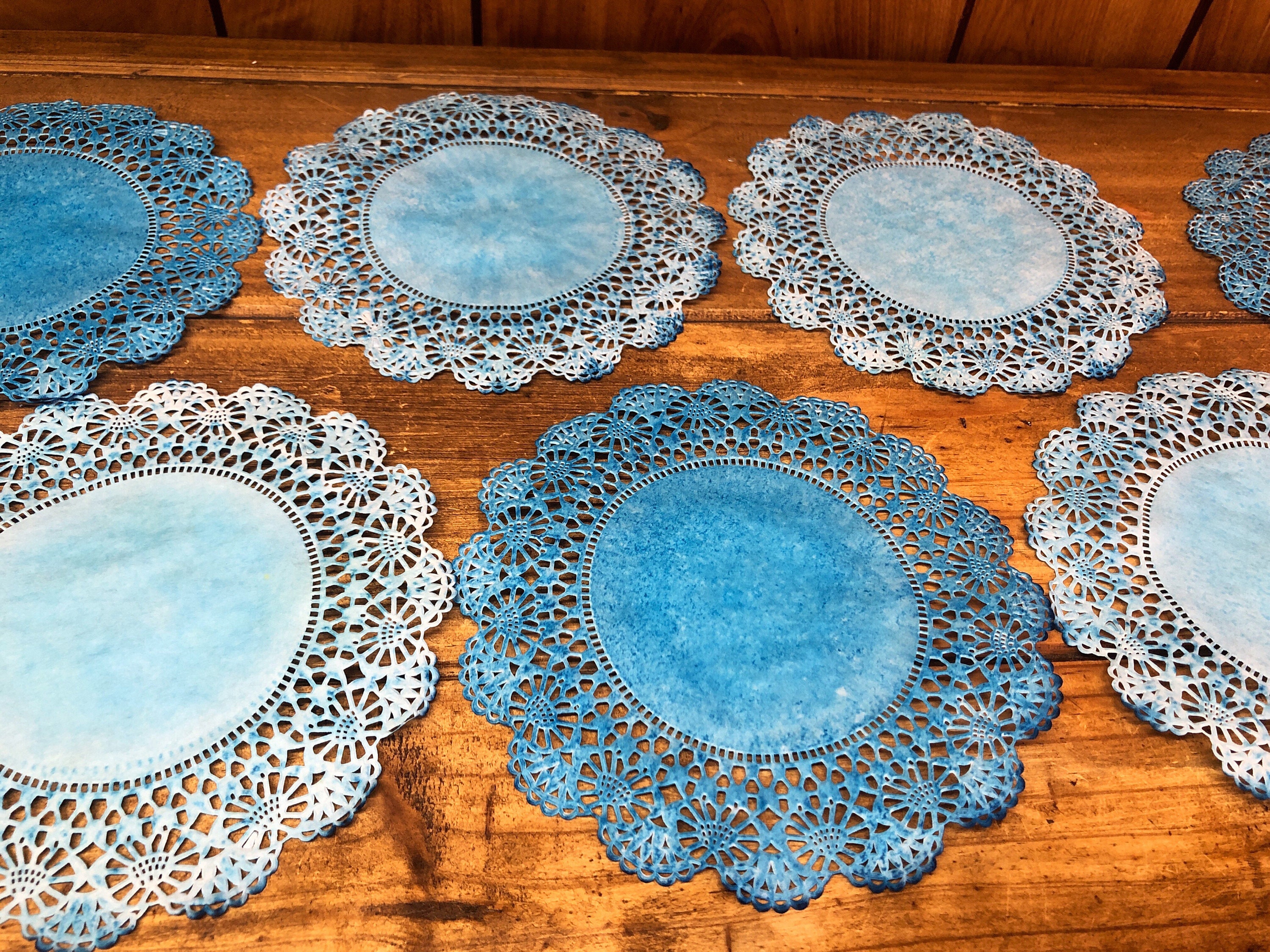 10 Six Inch Blue Tea Dyed Paper Doilies. Tea Stained Doilies. - Etsy UK