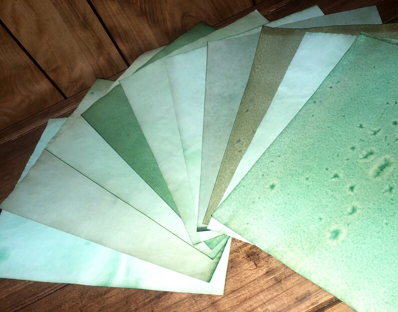 25 Sheets of Green Tea Dyed Papers. Assorted Tea Dyed Paper. | Etsy