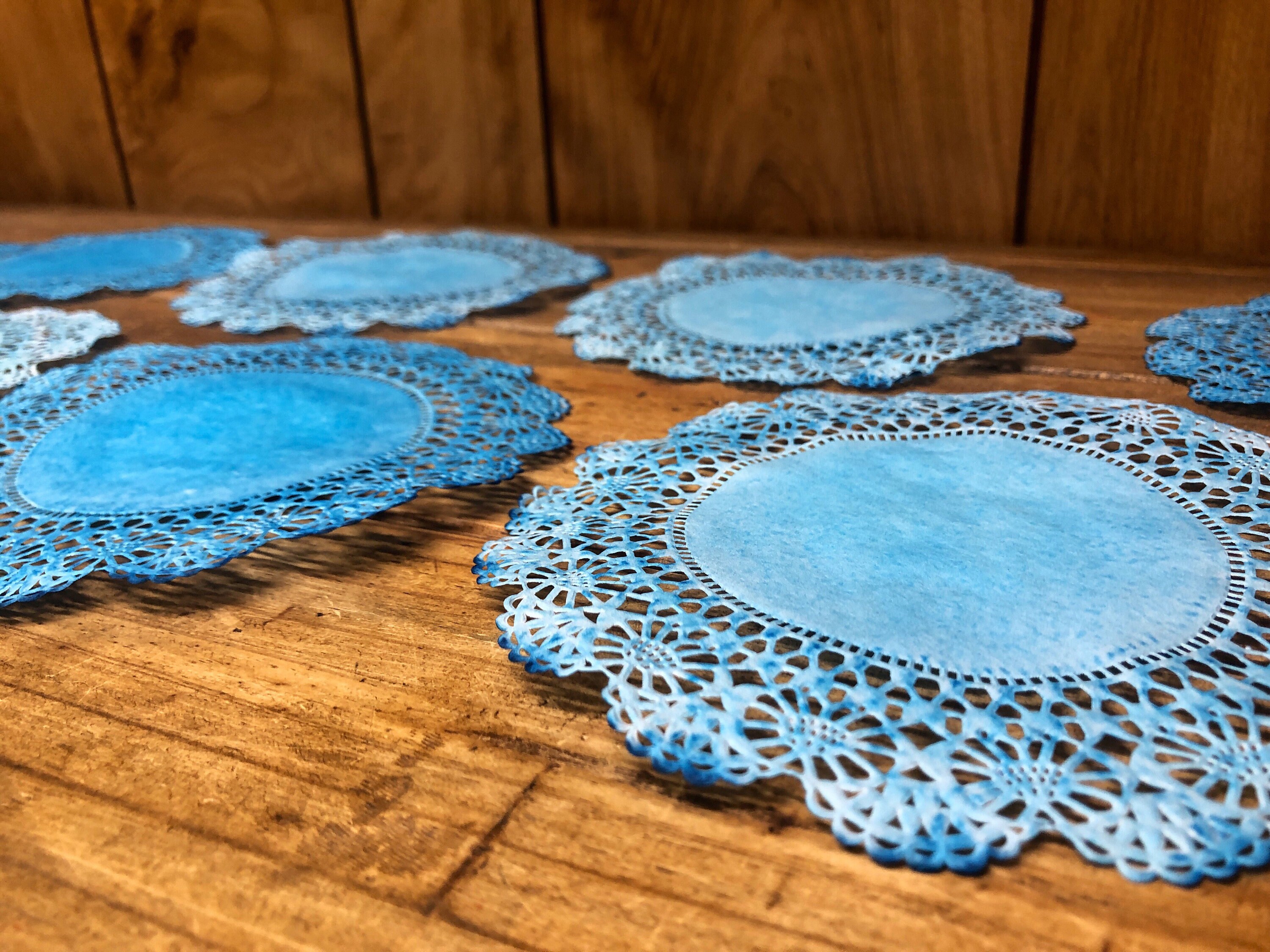 10 Six Inch Blue Tea Dyed Paper Doilies. Tea Stained Doilies. - Etsy UK