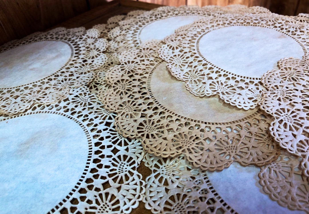 Set of 10 Six Inch Tea Dyed Paper Doilies. Tea Stained Doilies. Doilies ...