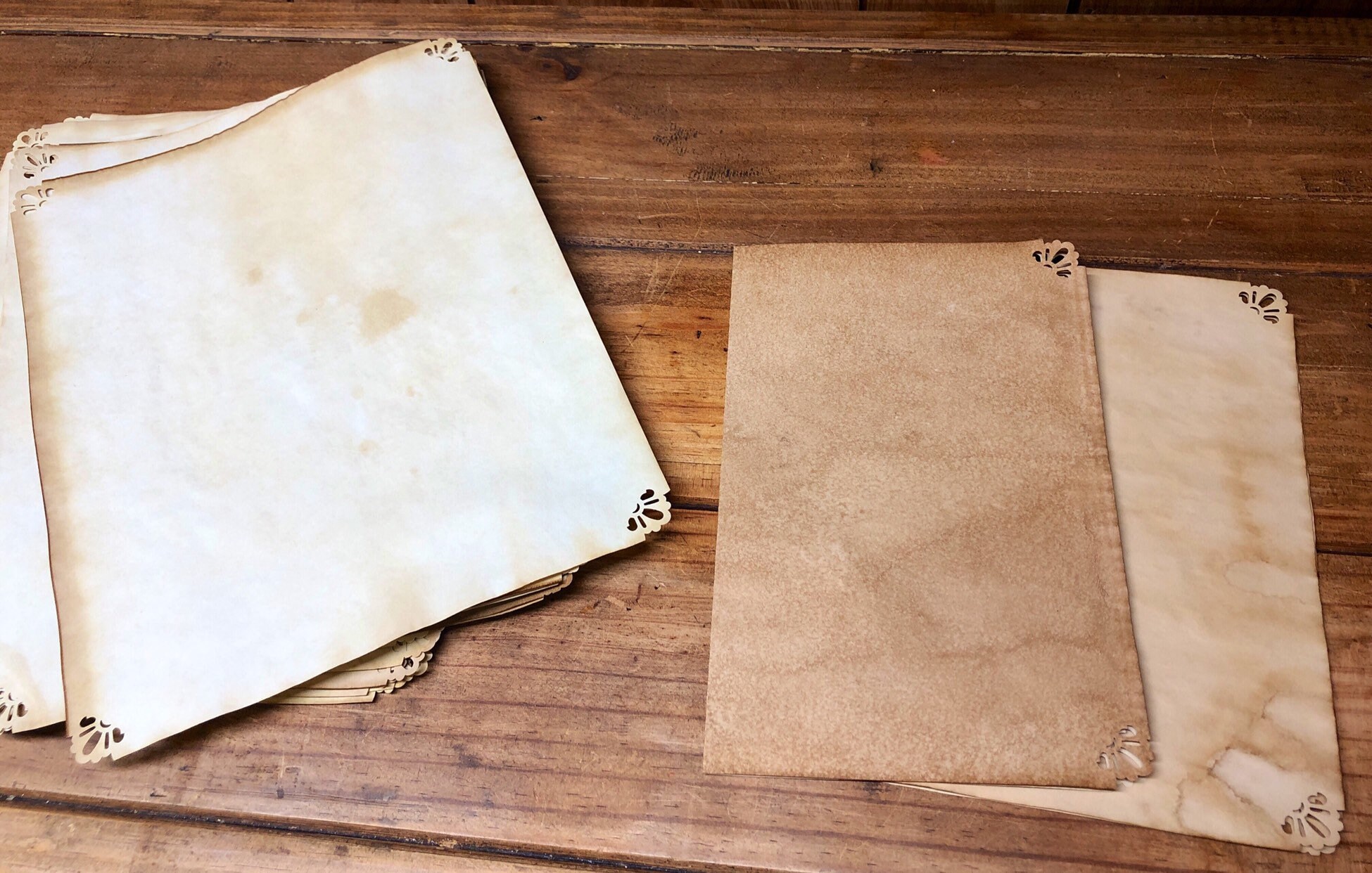 12 Sheets of Fancy Edged Tea Dyed Paper. Tea Dyed Stationary. | Etsy