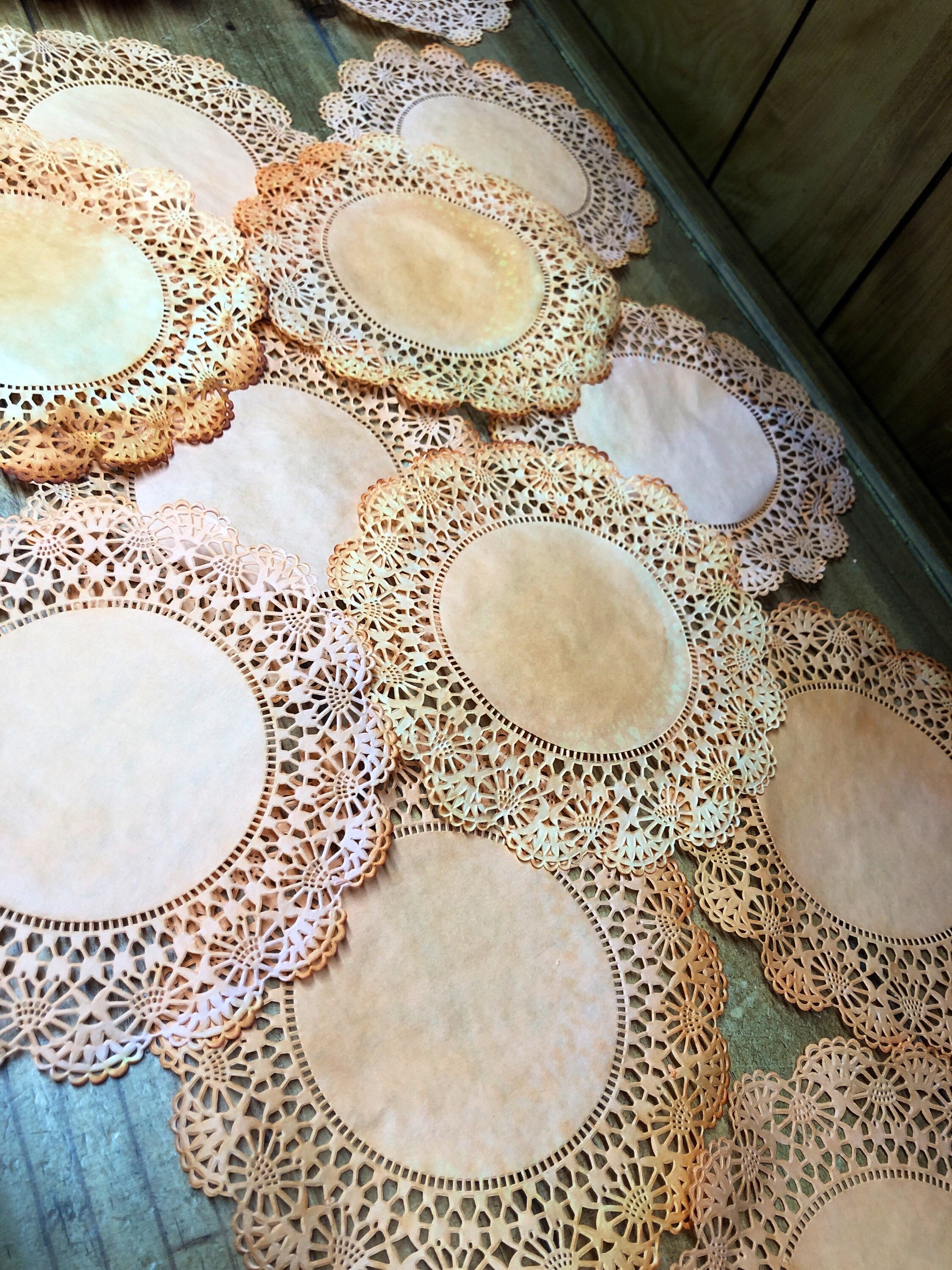 10 Six Inch Orange Tea Dyed Paper Doilies. Tea Stained | Etsy