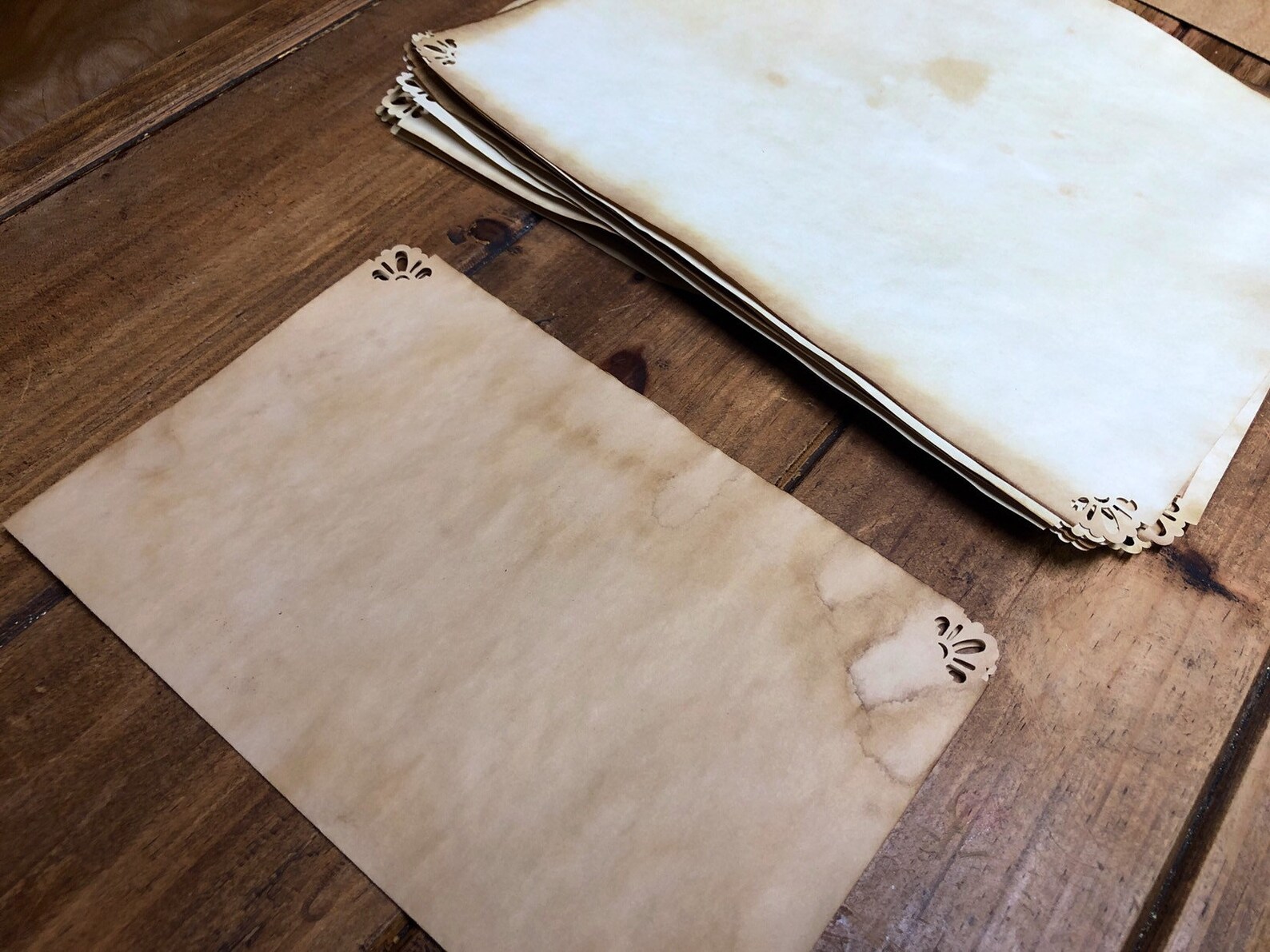 12 Sheets of Fancy Edged Tea Dyed Paper. Tea Dyed Stationary. | Etsy