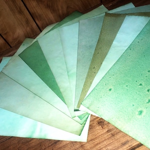 12 Sheets of Green Tea Dyed Paper. Stained Stationary. | Etsy