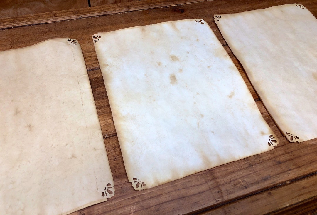 12 Sheets of Fancy Edged Tea Dyed Paper. Tea Dyed Stationary. Scrapbook ...