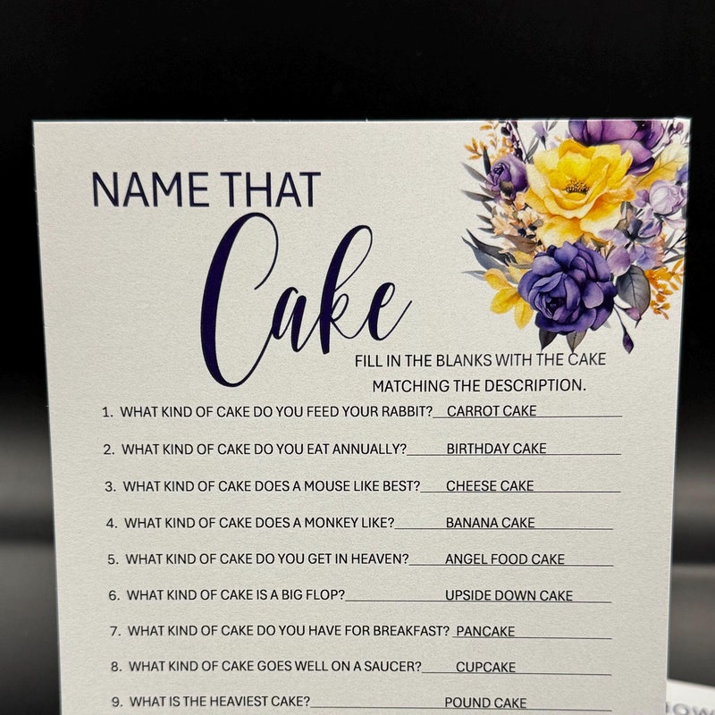 Answers to Name That Cake - Etsy