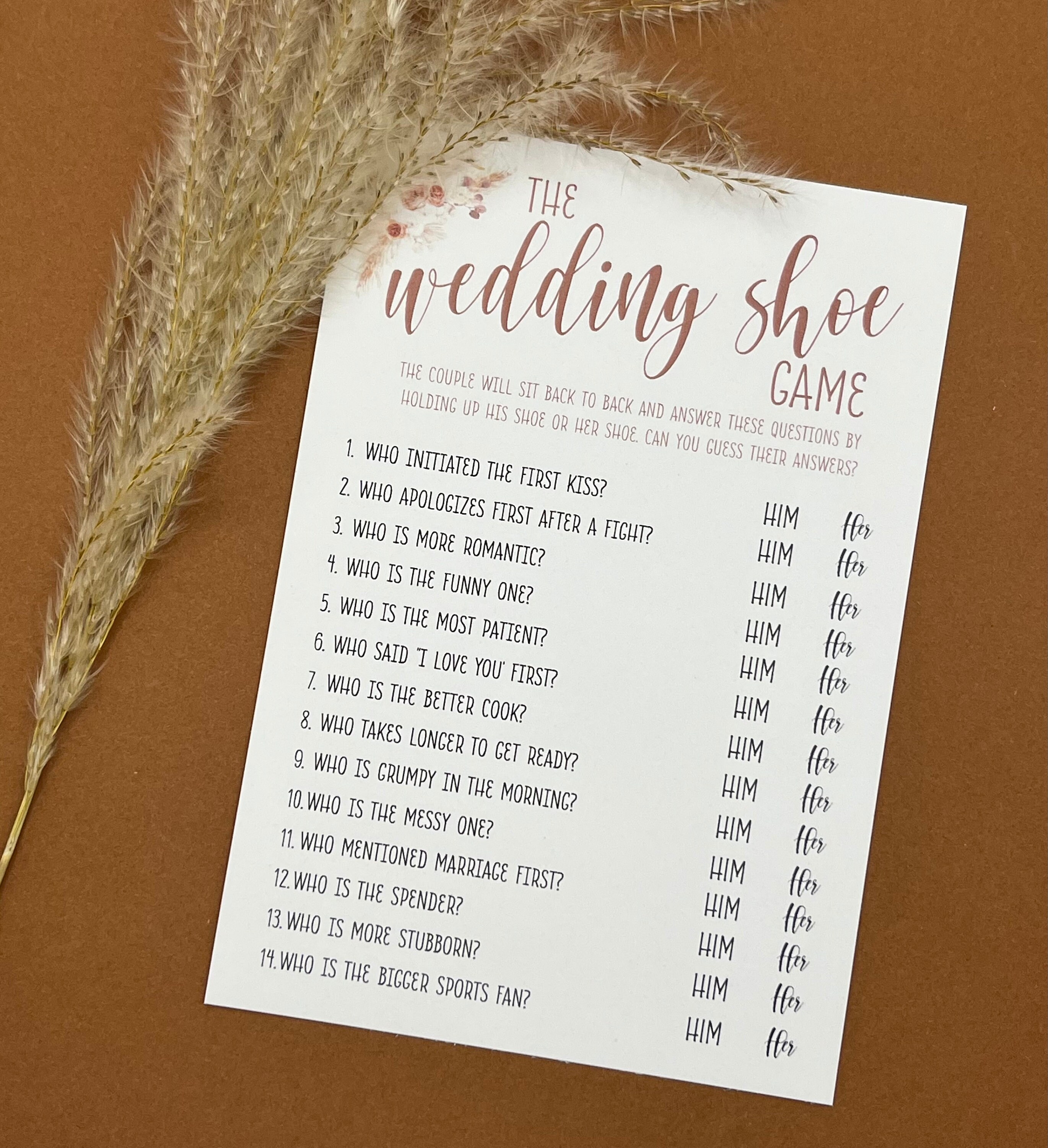 PRINTED BOHO, the Wedding Shoe Bridal Shower Game Trivia, 24 per Pkg ...