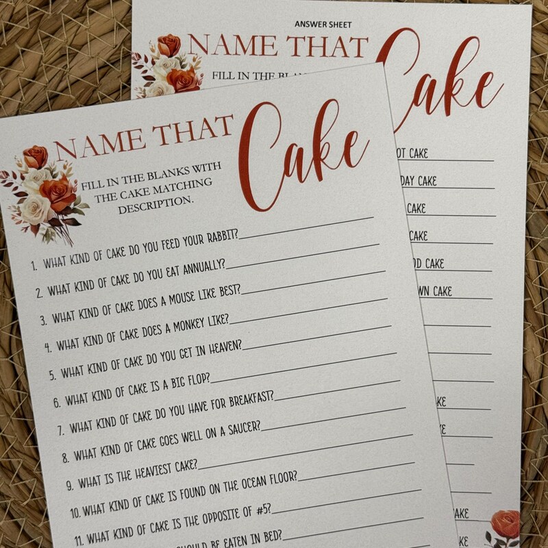 Answers to Name That Cake - Etsy