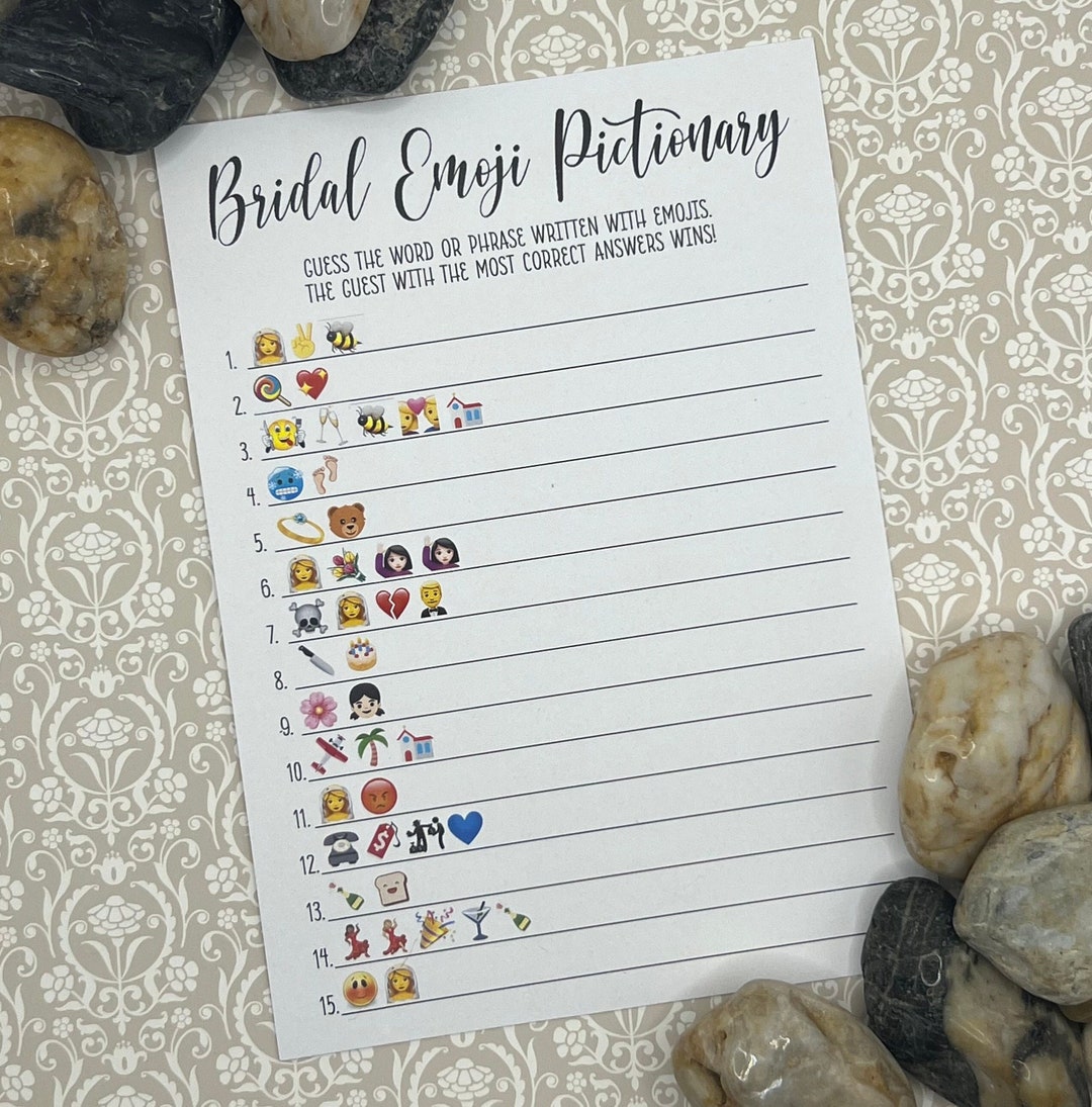 Digital, Bridal Emoji Pictionary, Bridal Shower Wedding Game Trivia - Etsy