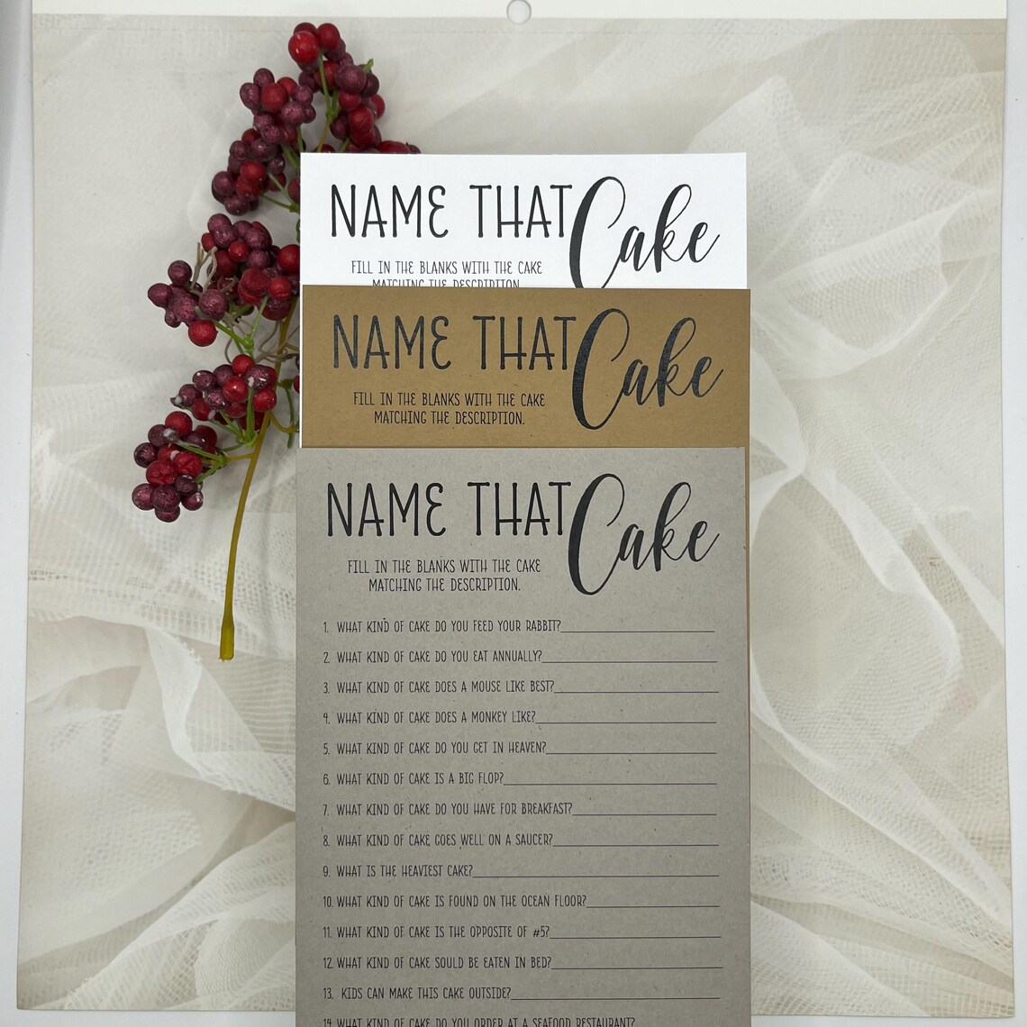 Digital, Name That Cake and Answers, Bridal Shower Wedding Game Trivia ...