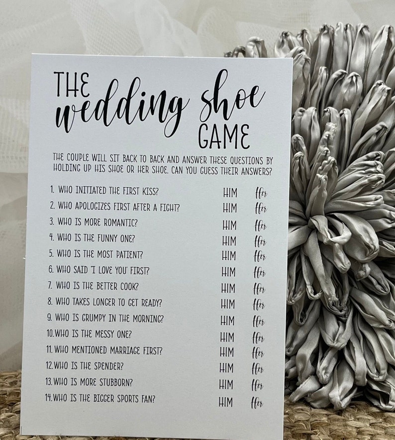 Wedding Shoe Game: Bridal Shower Trivia (24 per Pkg) - Etsy