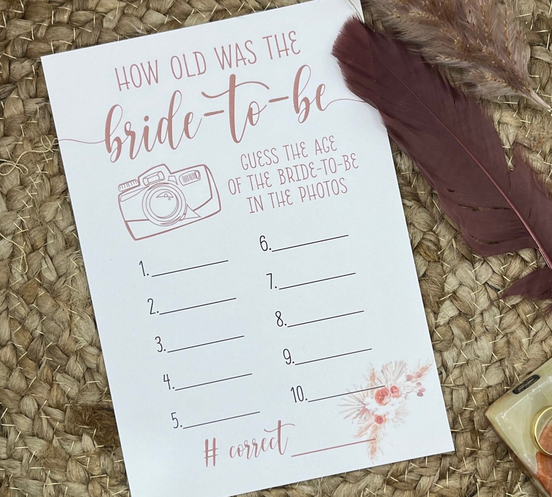 Boho Bridal Shower Game: Guess the Bride's Age, 24 Printed Cards - Etsy