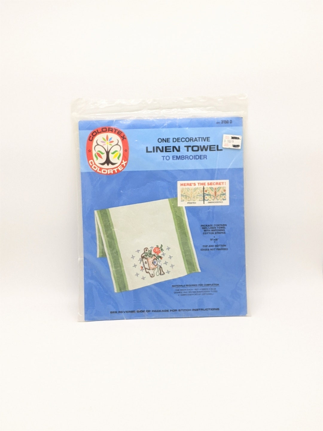 Vintage Colortex Embroidery Decorative Linen Towel Kit, Striped 18" X ...