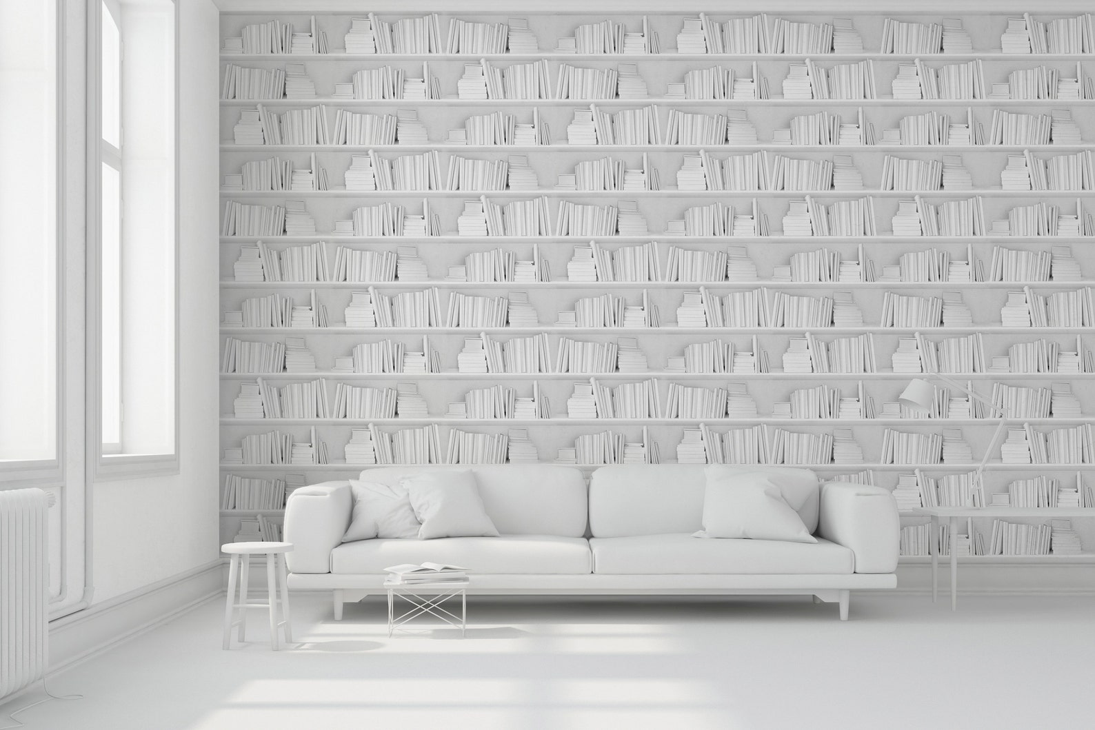 Library Bookshelf Wallpaper, Library Wallpaper, Home Decor Wallpaper ...