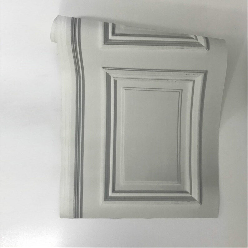 White Panelling Wallpaper - Light Grey - Etsy