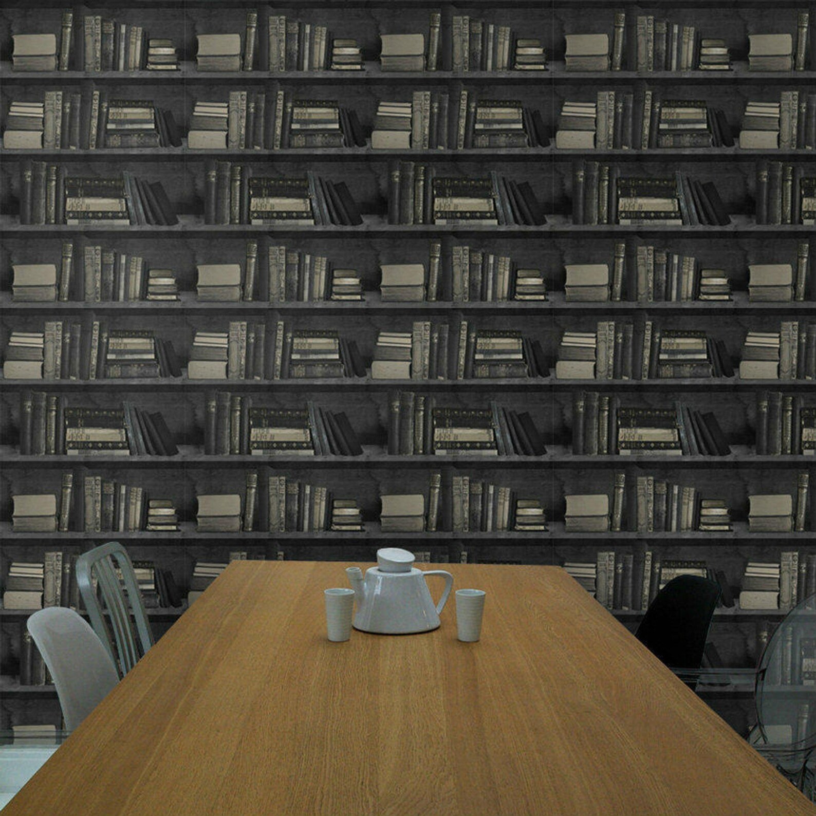 Library Bookshelf Wallpaper, Library Wallpaper, Home Decor Wallpaper ...