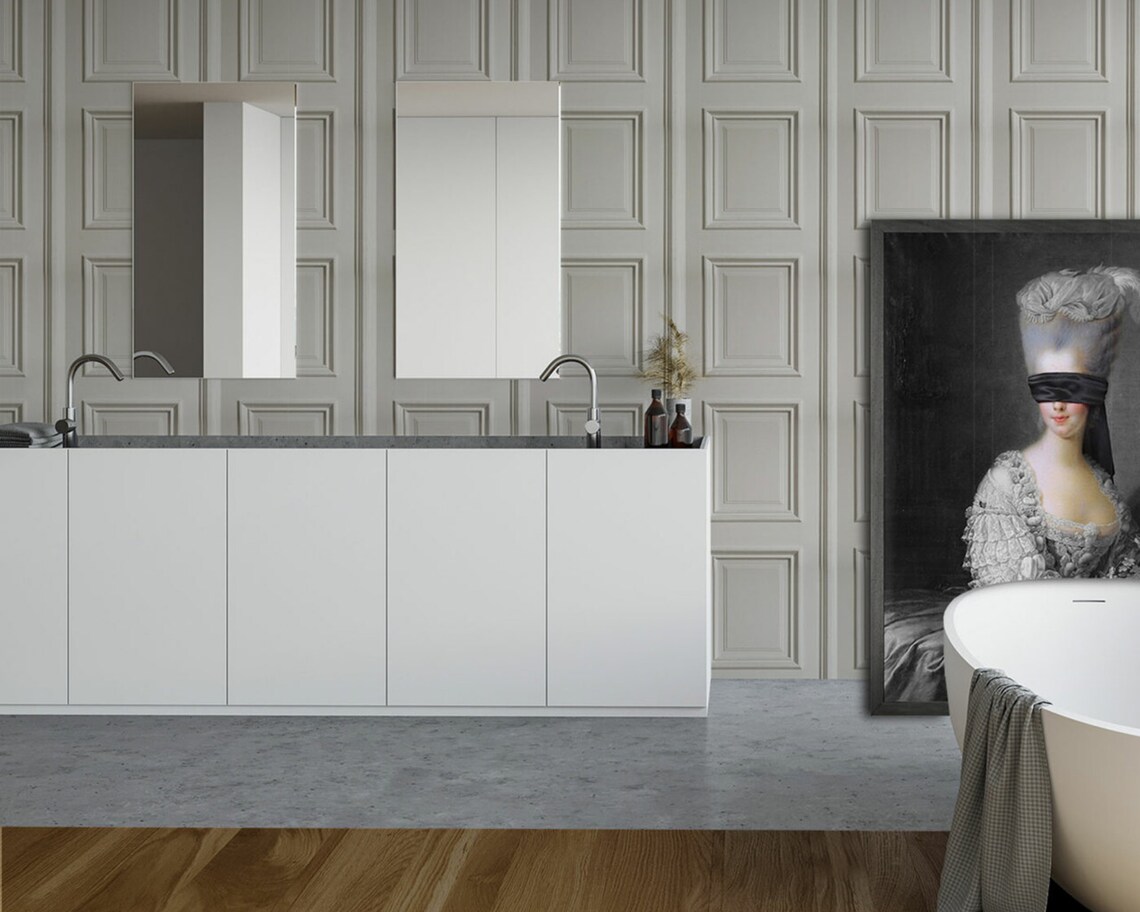 PANELLING WALLPAPER Grey Panel Wallpaper Grey Panel - Etsy