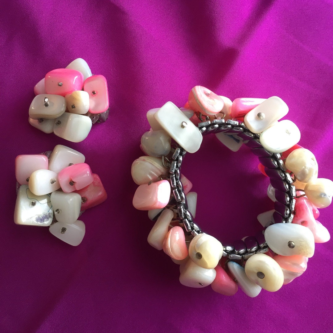 Vintage Shell Bracelet and Earrings Japan - Etsy Denmark