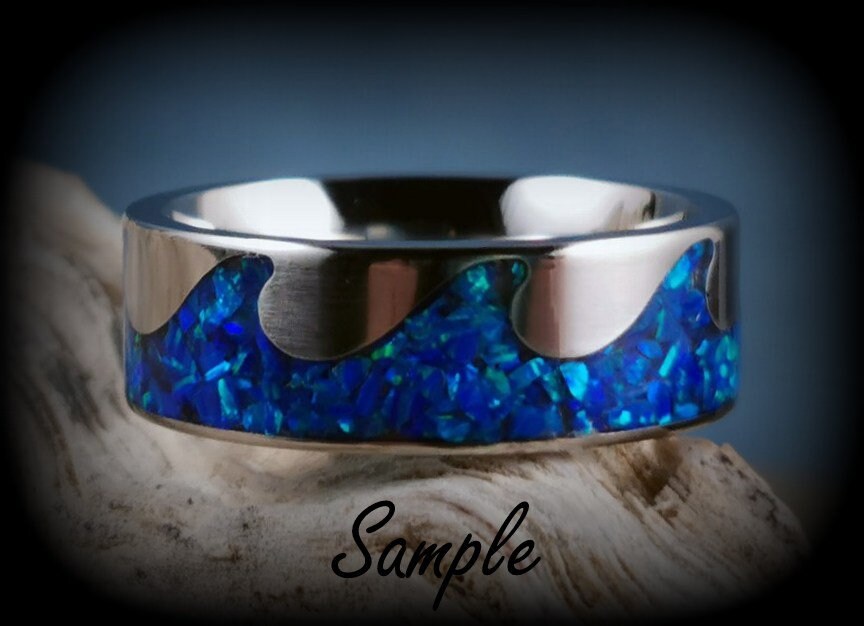 Titanium Ocean Waves Inlay Ring Blank - Etsy