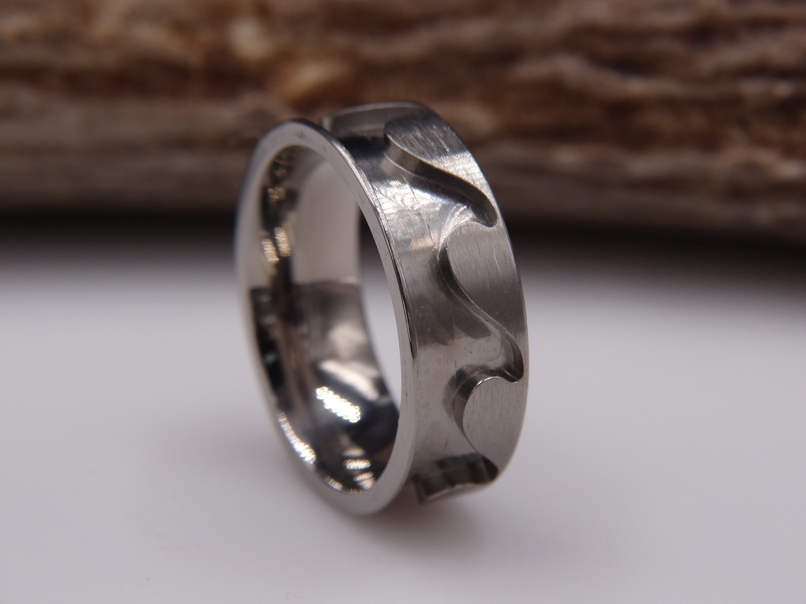 Titanium Ocean Waves Inlay Ring Blank - Etsy