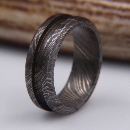 Tungsten Damascus Ring Blank for Inlay 6mm Width 3mm Channel - Etsy
