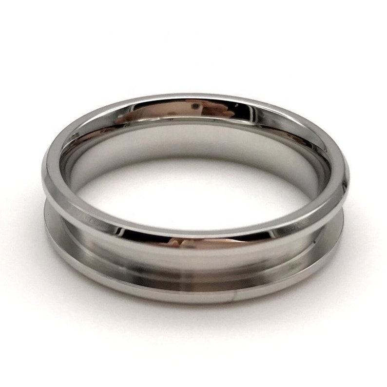 Stainless Steel Beveled Edge Ring Blank for Inlay | Etsy
