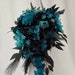 Custom Realistic Artificial Gothic Teal and Black Cascading Wedding ...