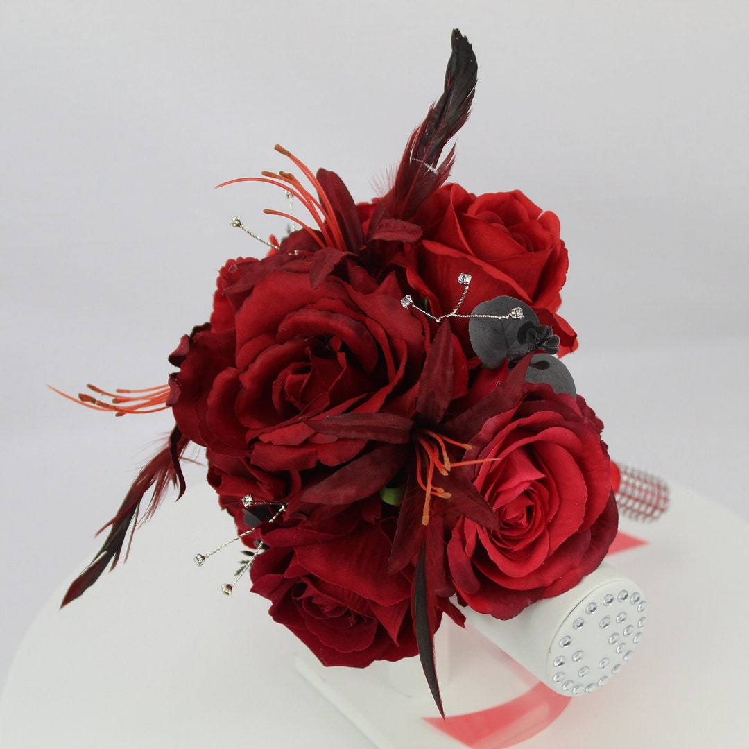 Realistic Artificial Red Rose & Nerine Lily Wedding Bouquet Singles - Etsy
