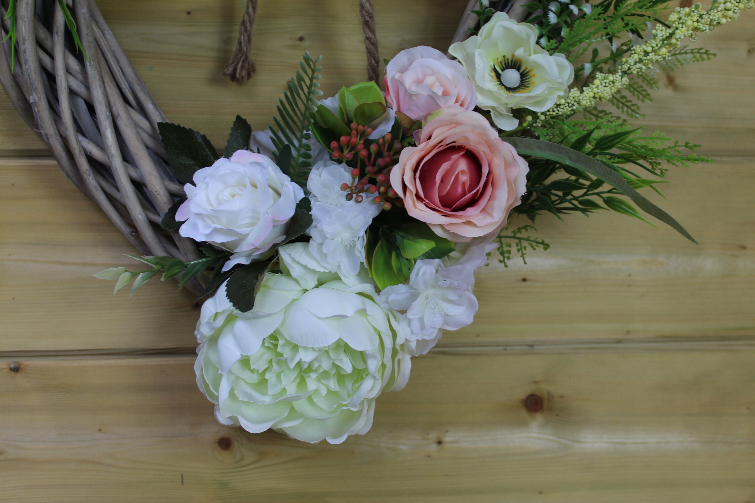 Artificial Realistic Peach & Pale Green Country Style Wicker | Etsy