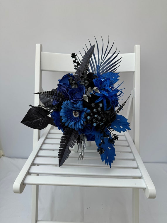 Royal Blue And Black Flowers