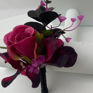 Custom Realistic Artificial Gothic Black & Hot Fuchsia Pink Wedding ...
