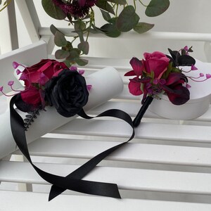Custom Realistic Artificial Gothic Black & Hot Fuchsia Pink Wedding ...
