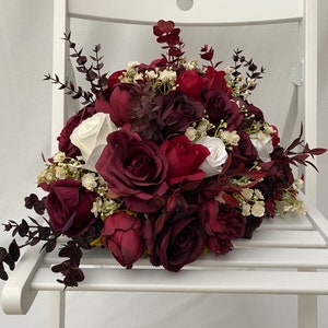 Custom Realistic Artificial Burgundy & Ivory Rose Table Display - Etsy