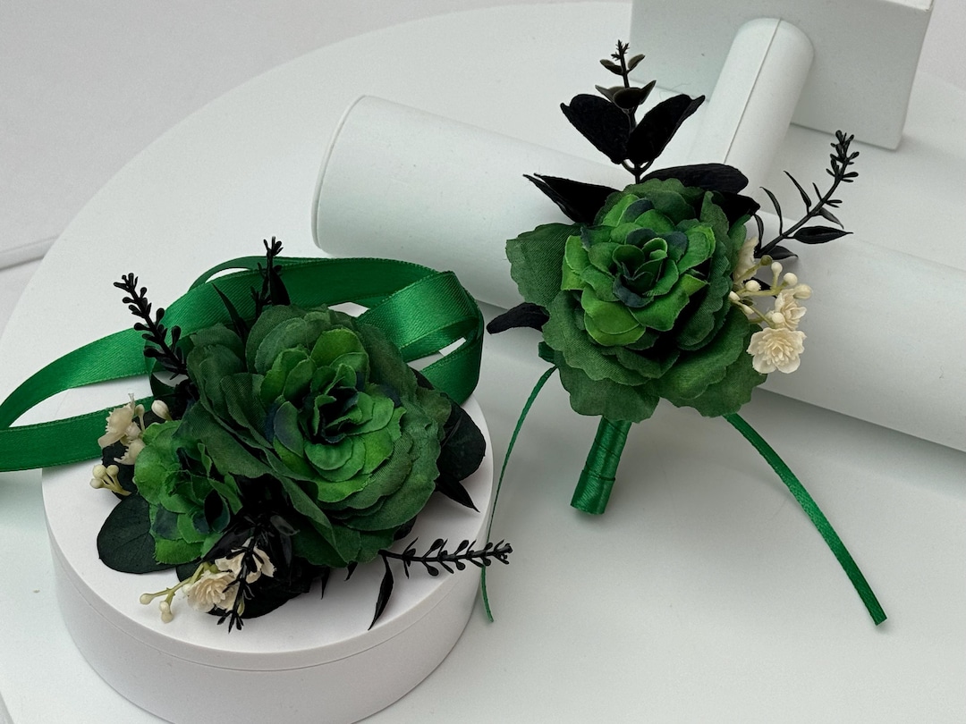 Artificial Emerald Green Prom/wedding Corsage - Etsy