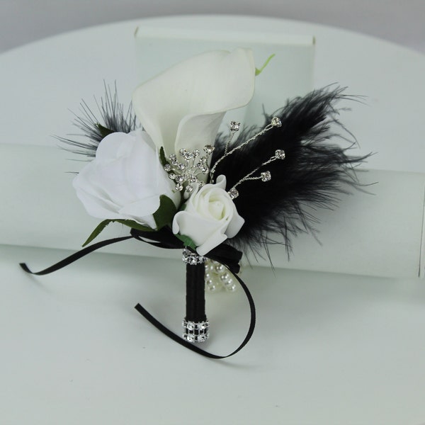 Black and White Corsage - Etsy