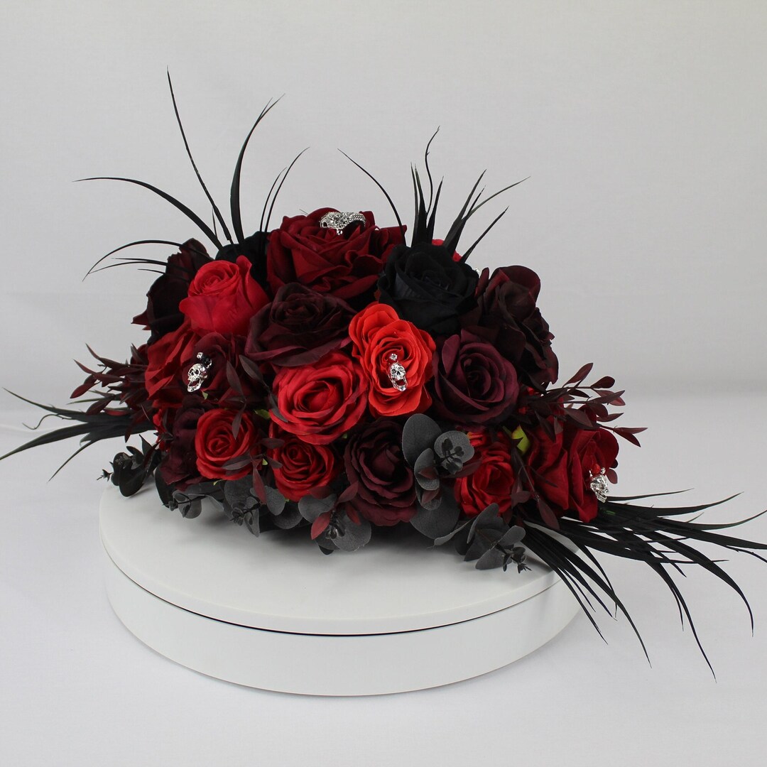 Artificial Realistic Red & Black Table Display With Optional Skull ...