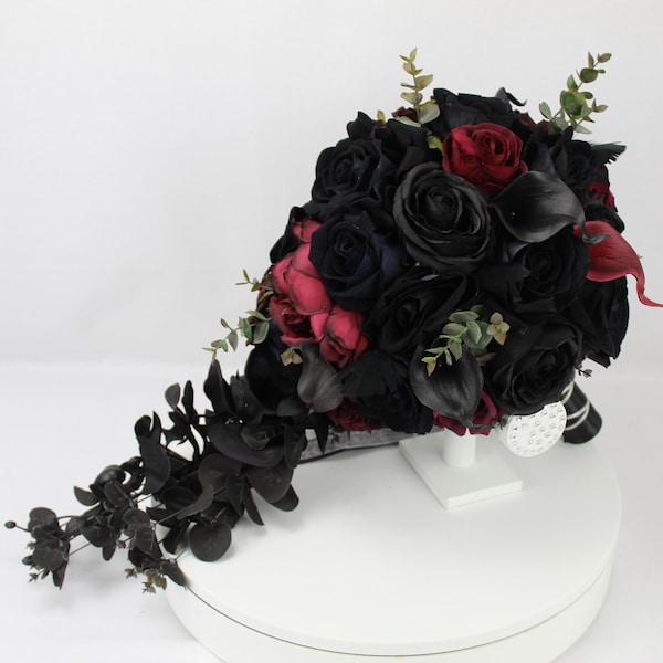 Red Black Bouquet - Etsy