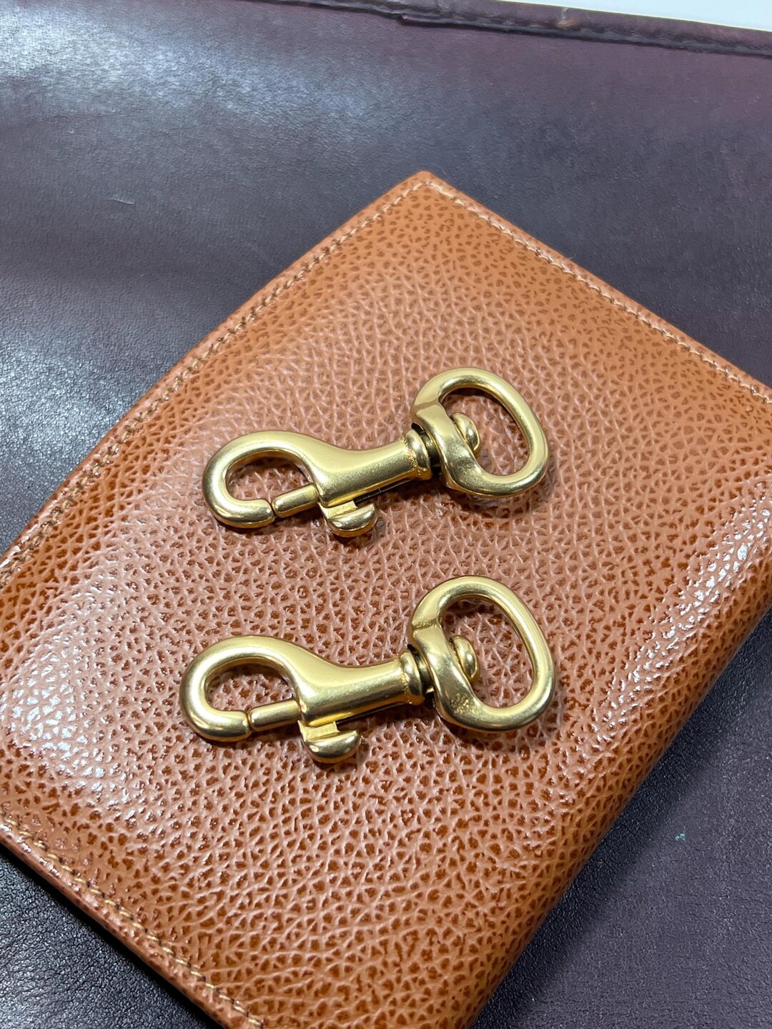 Small Brass Dog Leash Clasps (2PC) Replacement for Vintage Coach Bags ...