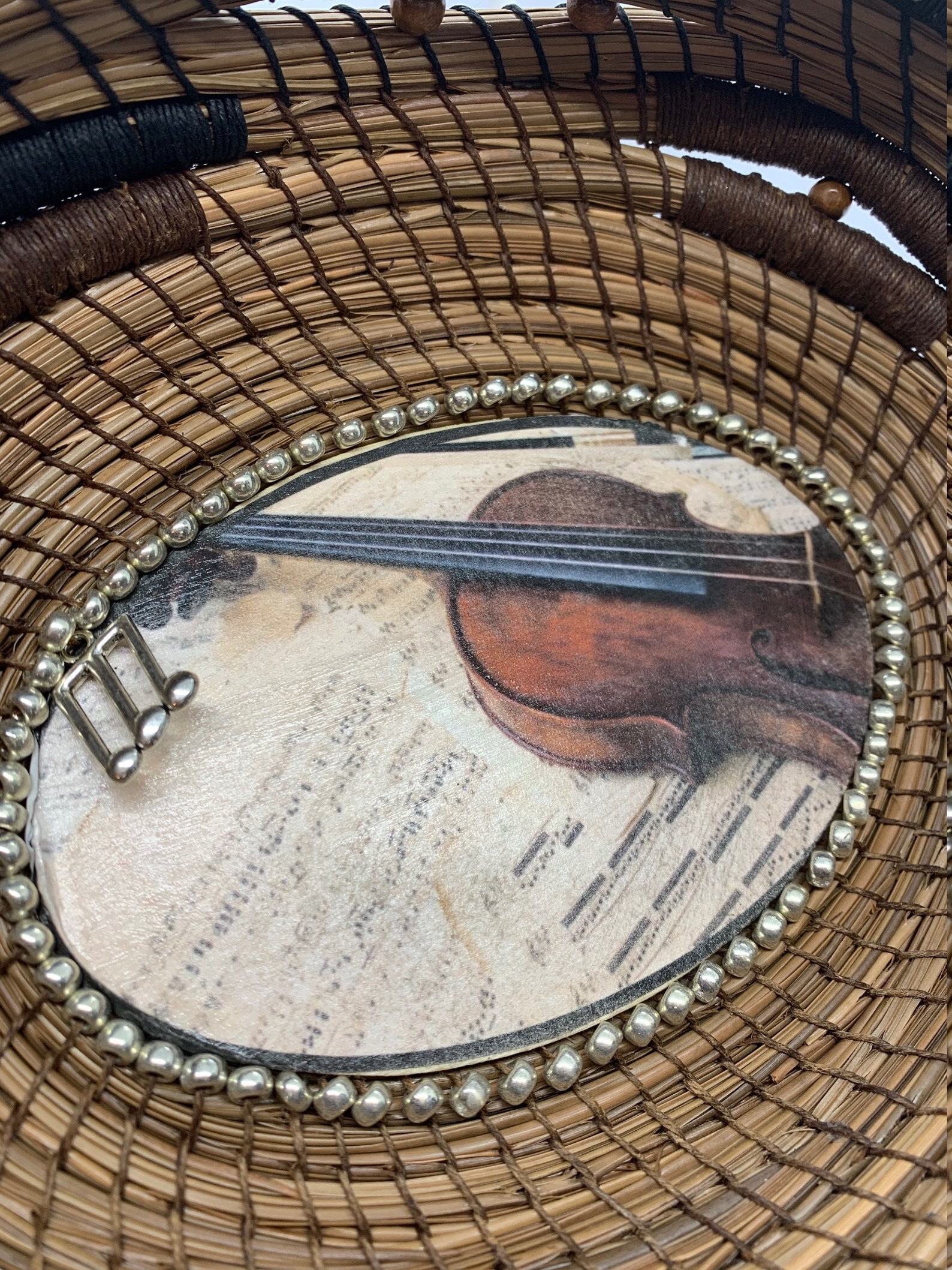Violin Music Pine Needle Basket Handmade Music Lovers Gift Gift for ...