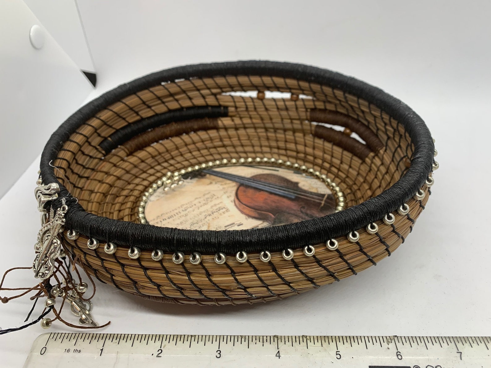 Violin Music Pine Needle Basket Handmade Music Lovers Gift Gift for ...
