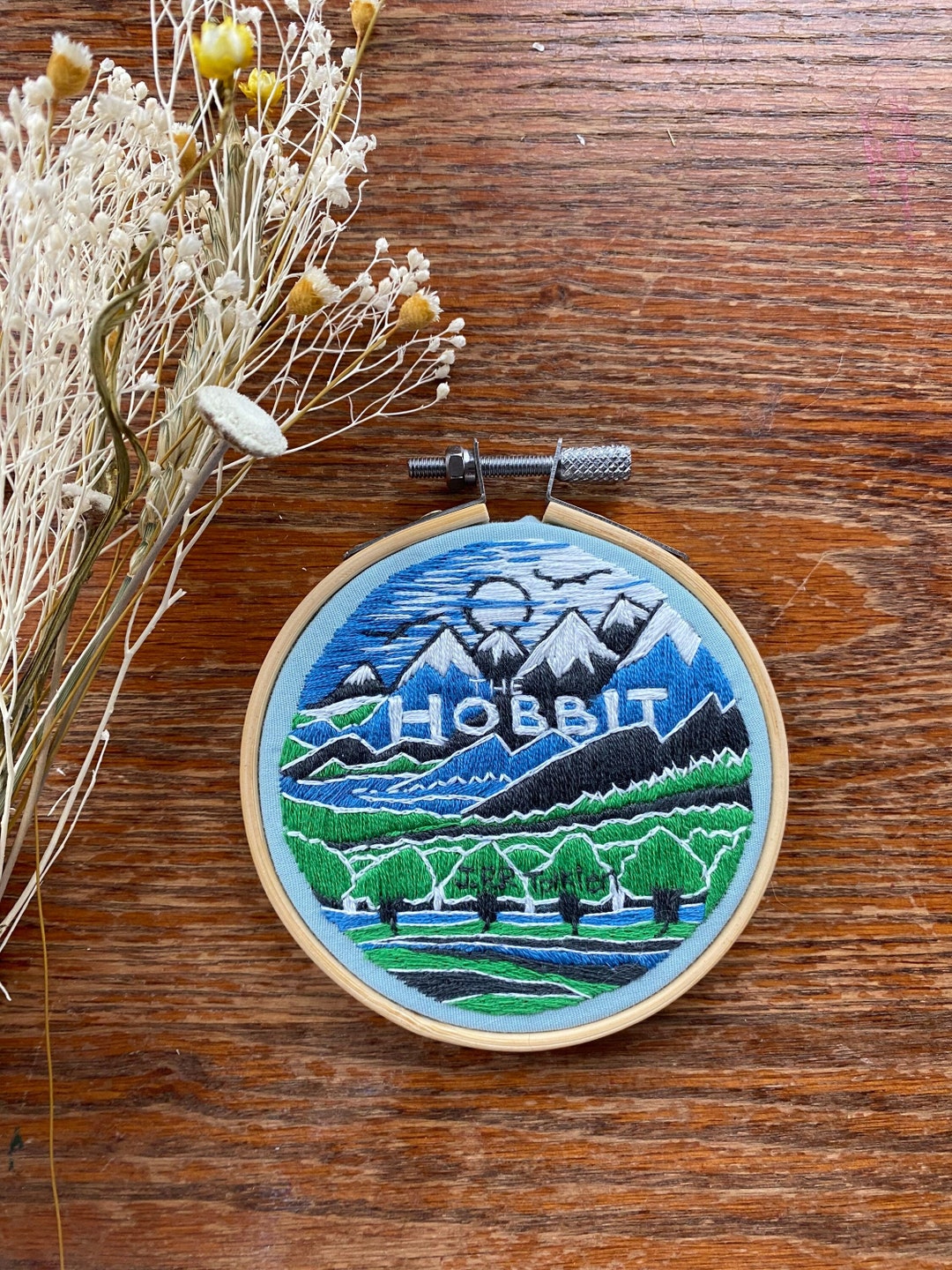 The Hobbit Book Cover Embroidery Hoop Handstitched - Etsy