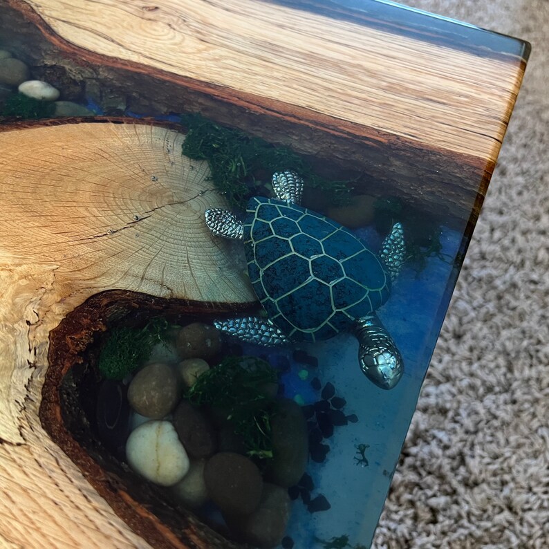 Epoxy Table Live Edge / Pebble Decor Table Live End Table / - Etsy